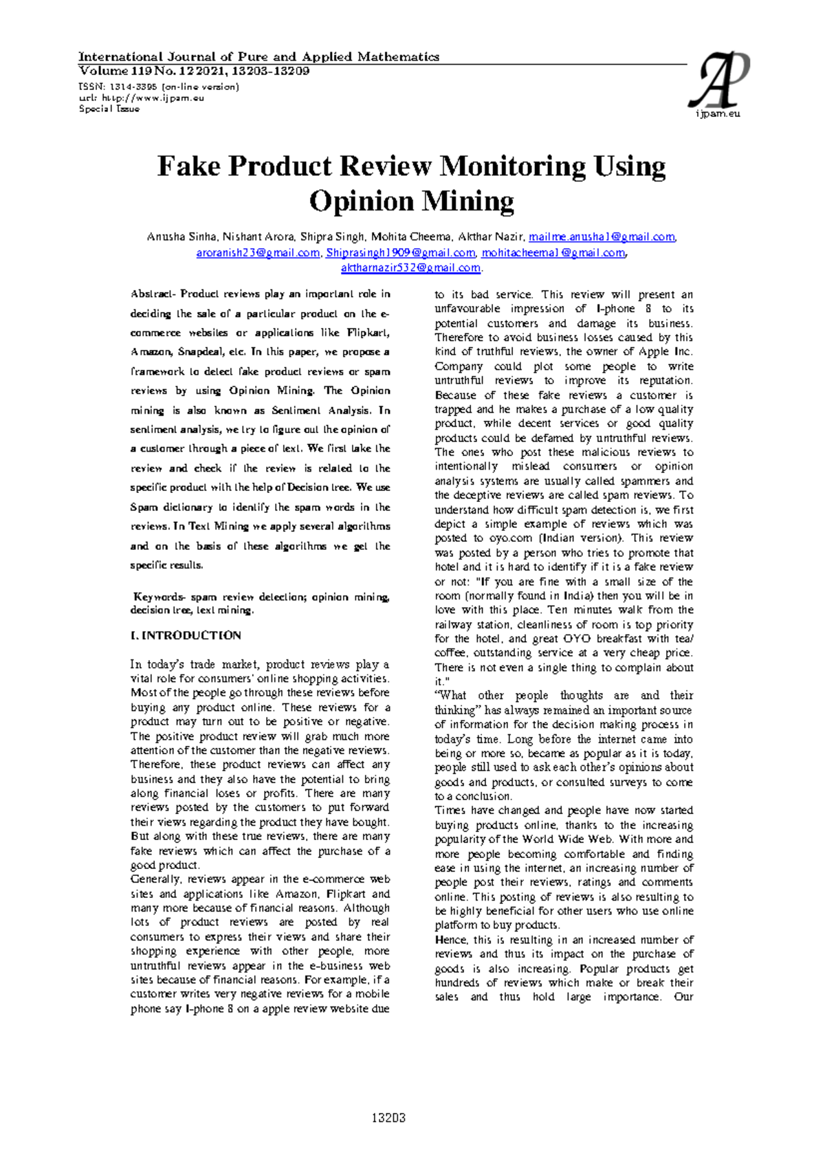 2021 - SDCSC - Fake Product Review Monitoring Using Opinion Mining ...