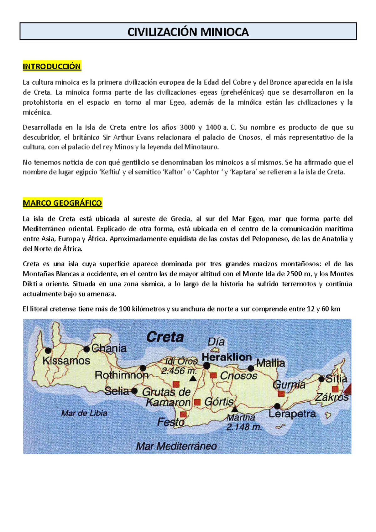 Civilización Minioca - Minoicos - CIVILIZACIÓN MINIOCA INTRODUCCIÓN La ...