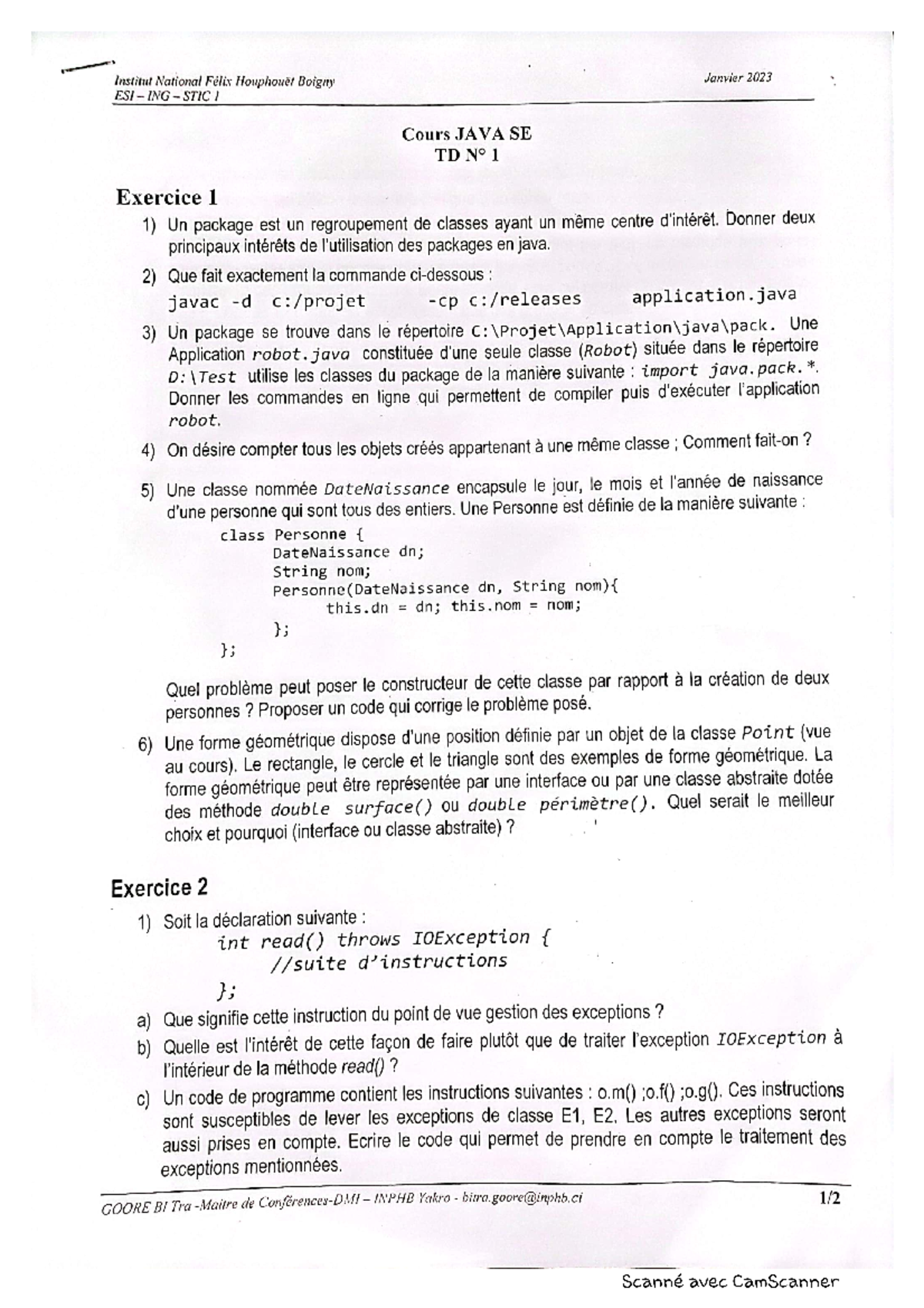 TD Java - TD JAVA - Informatique - Studocu