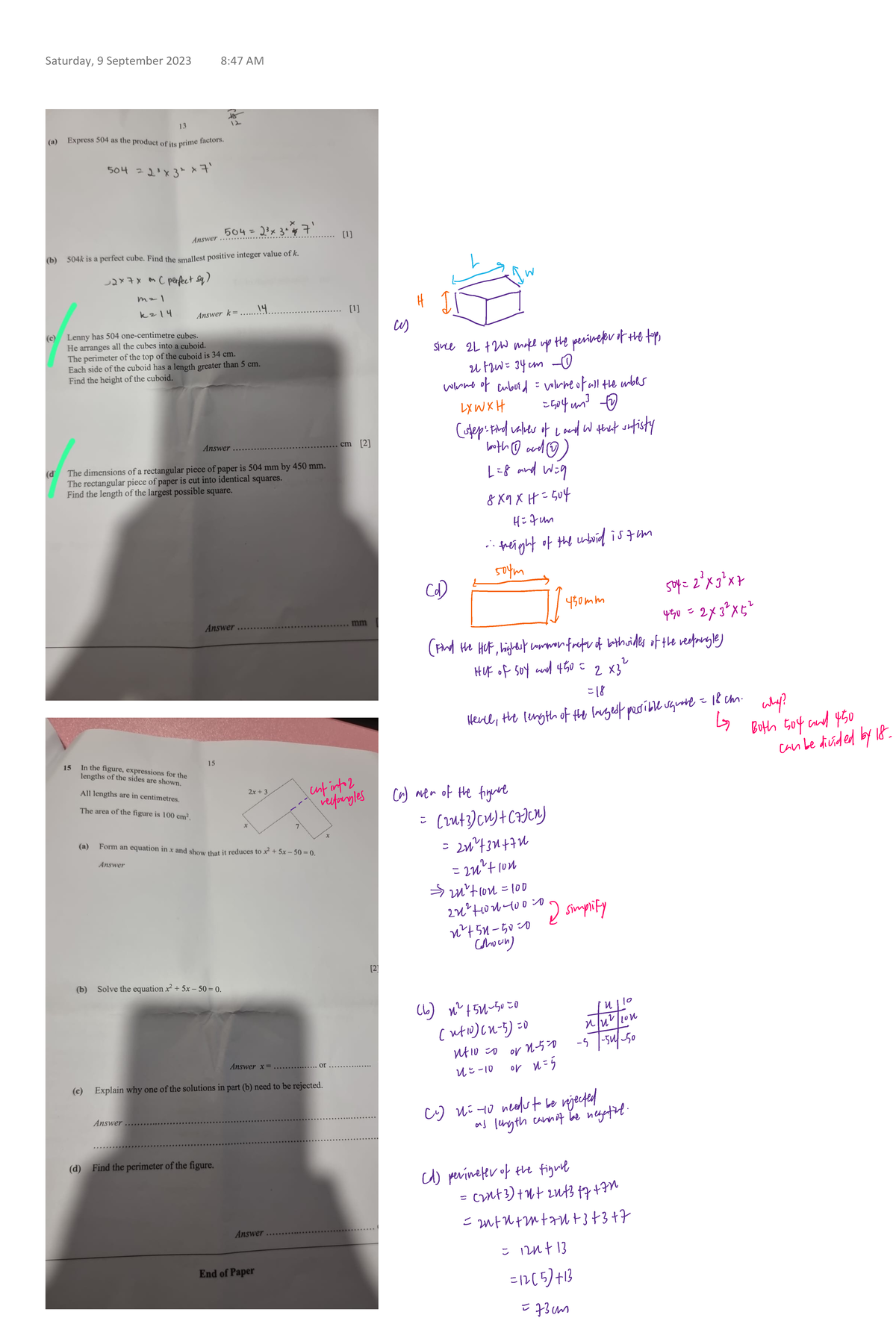 Elementary math problems - MA1505 - Saturday, 9 September 2023 8:47 AM ...