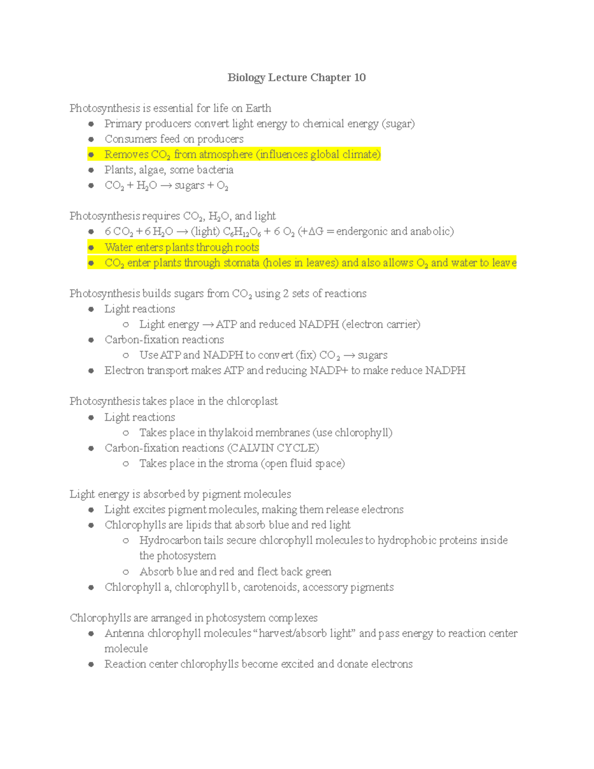 Biology Lecture Chapter 10 - Studocu
