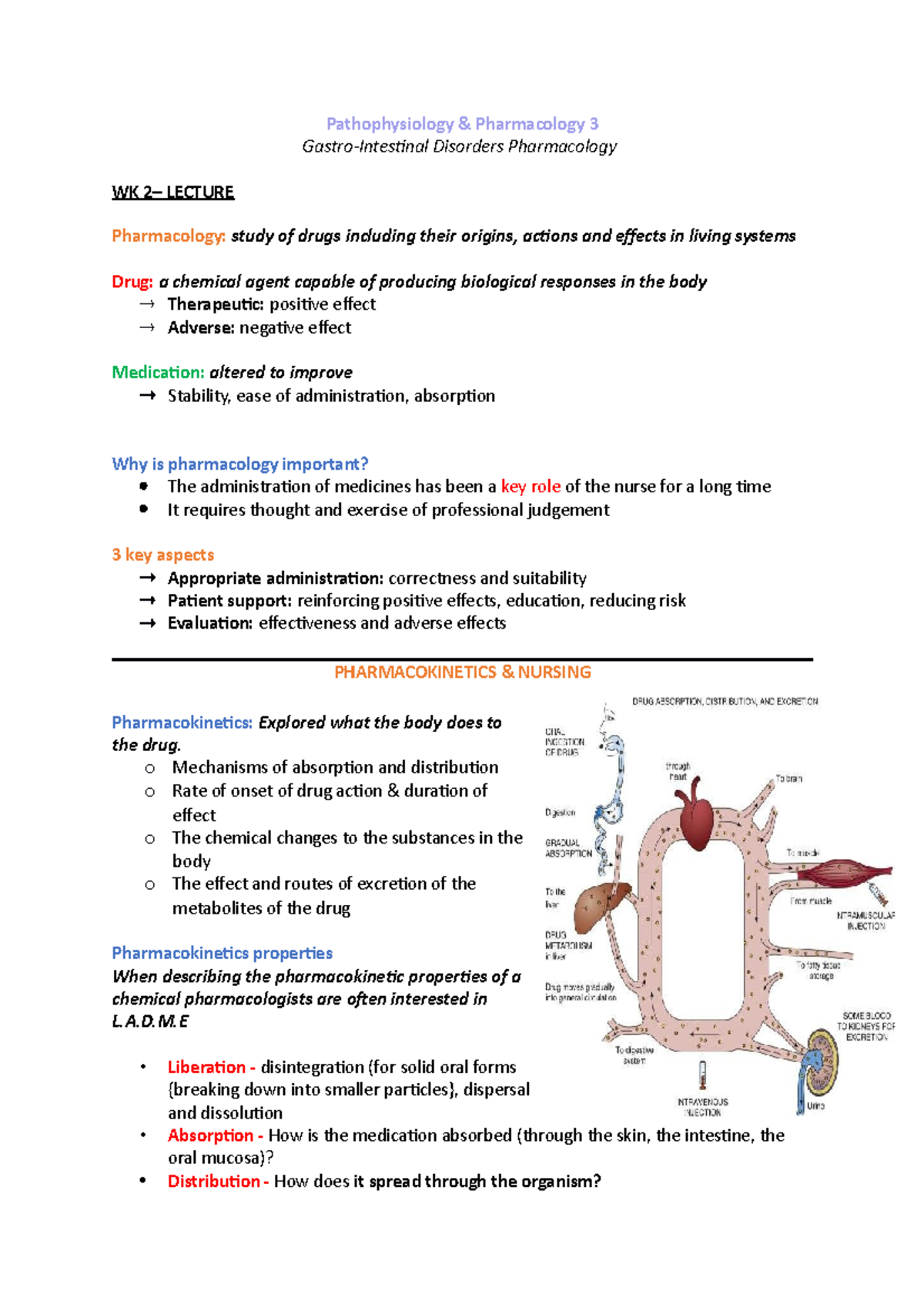 WK 2 - GIT pharmacology - Pathophysiology & Pharmacology 3 Gastro ...