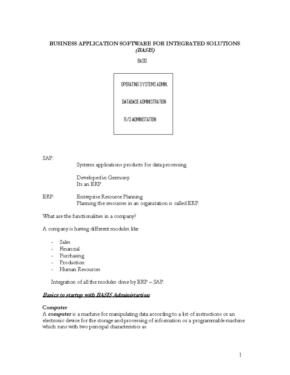 SAP HANA Admin - Softawre sap - BUSINESS APPLICATION SOFTWARE FOR ...