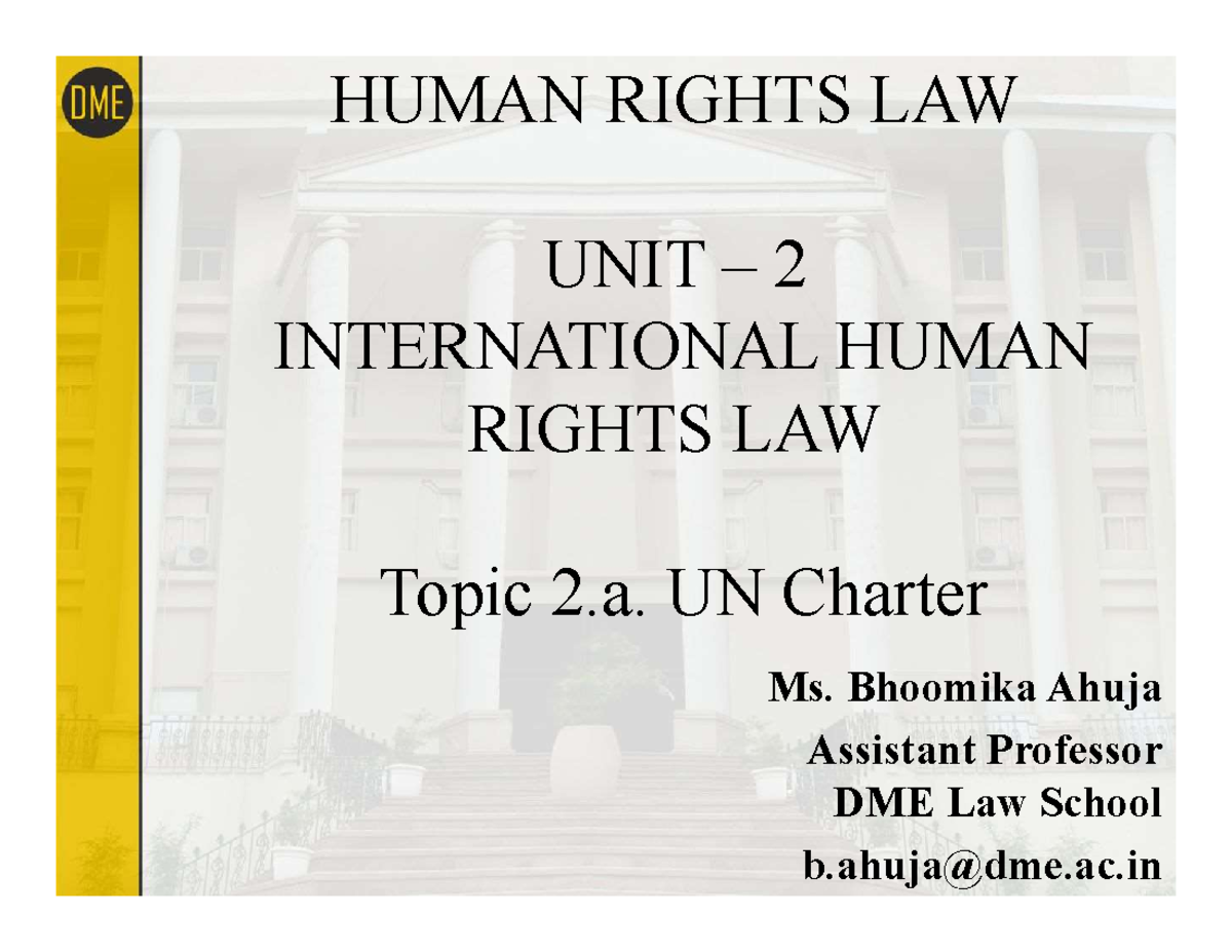 HRL+UNIT+2 - human rights - HUMAN RIGHTS LAW UNIT – 2 INTERNATIONAL ...