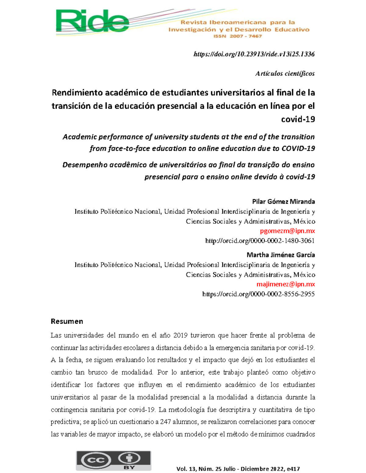 Artículo - análisis de resultados. Investigación experimental - doi/10. ...