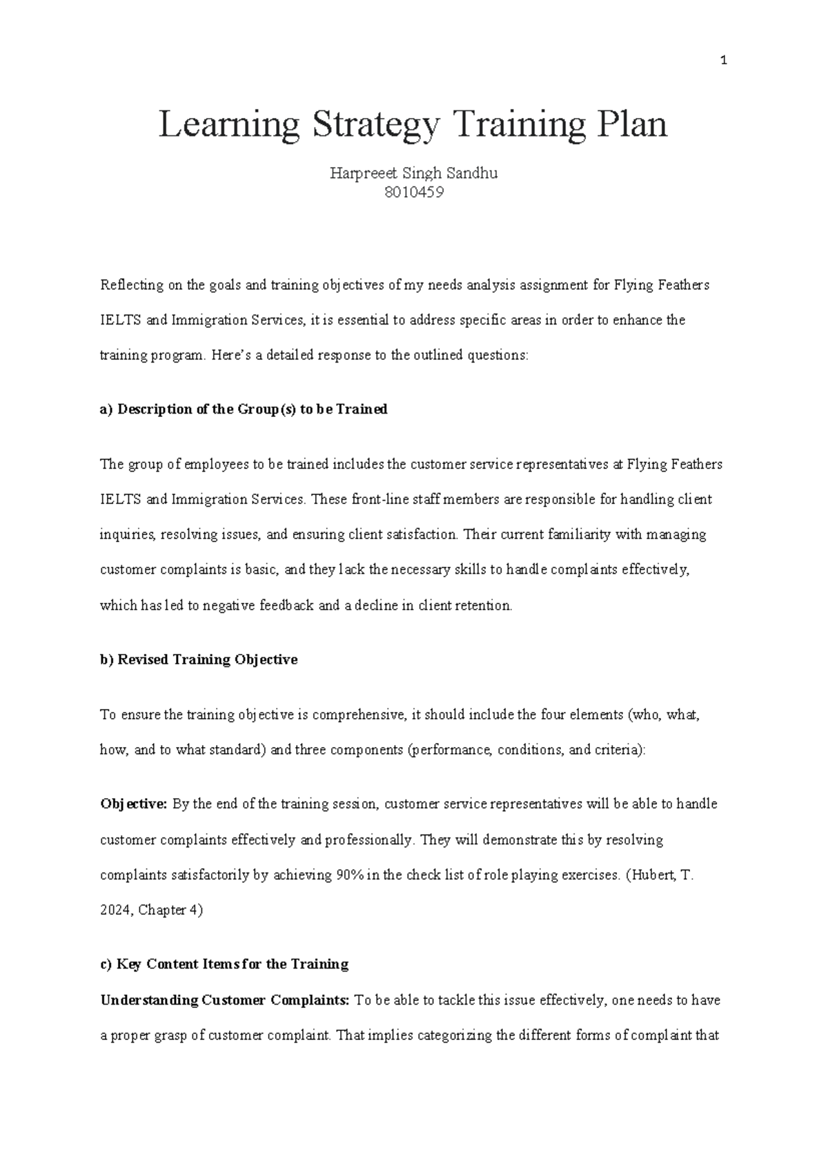 Final assignment 3 - PRC - Learning Strategy Training Plan Harpreeet ...