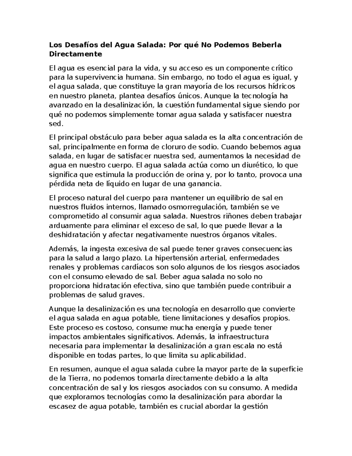 Los Desafíos del Agua Salada - Sin embargo, no todo el agua es igual, y ...