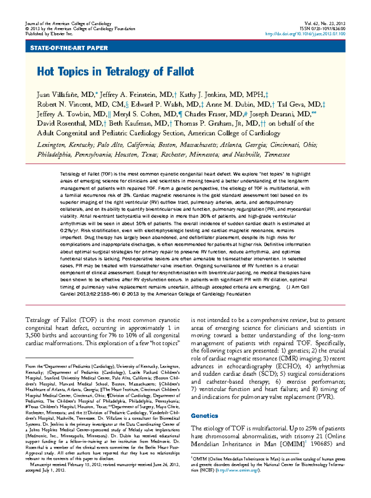 Tetralogy of fallot1 - STATE-OF-THE-ART PAPER Hot Topics in Tetralogy ...