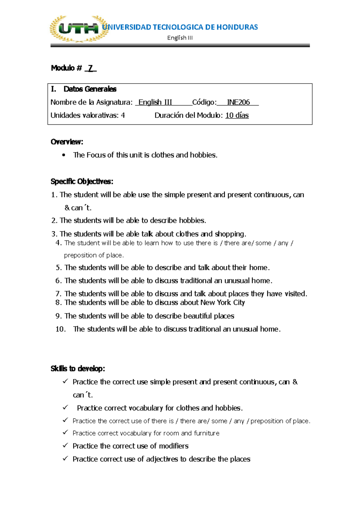 Homework English III Module 7 8 9 - Modulo # _ 7 _ Overview: The Focus ...