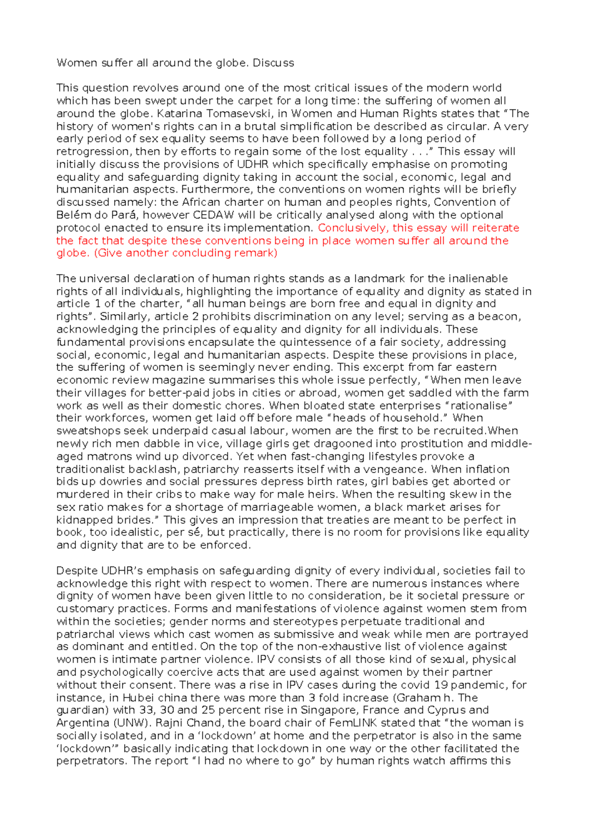 Untitled - essay on women rights discuss the different aspects on ...