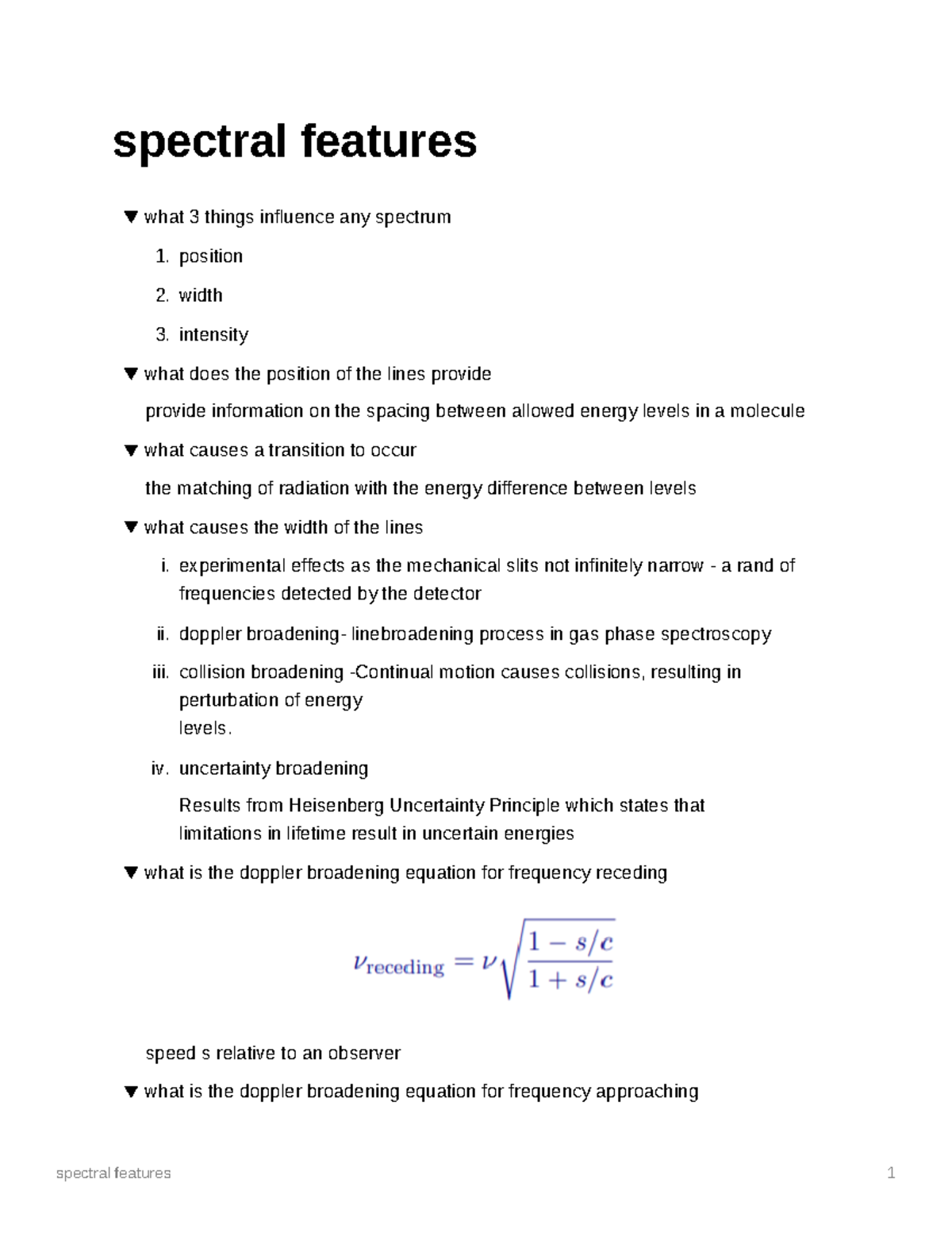 Spectral features - Lecture notes 2 - CHEM2005 - Studocu
