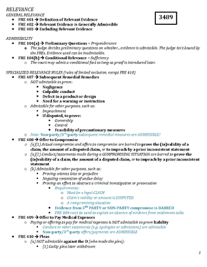 Checklist - Summary Evidence - Evidence Checklist Criminal or civil ...