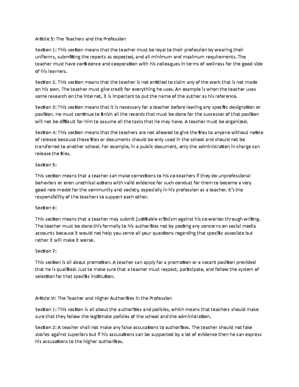 Abbreviation abbre - Article 5: The Teachers and the Profession Section ...