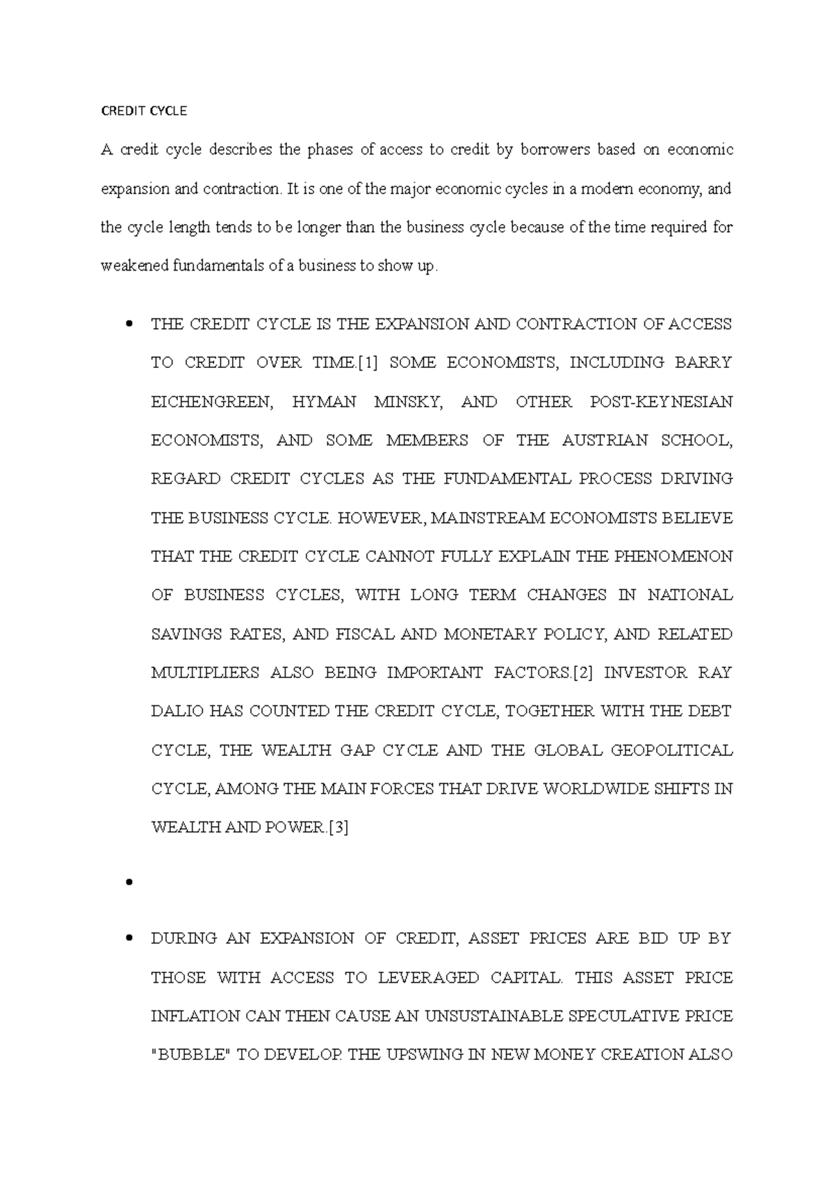 Catatan Credit Cycle - CREDIT CYCLE A credit cycle describes the phases ...
