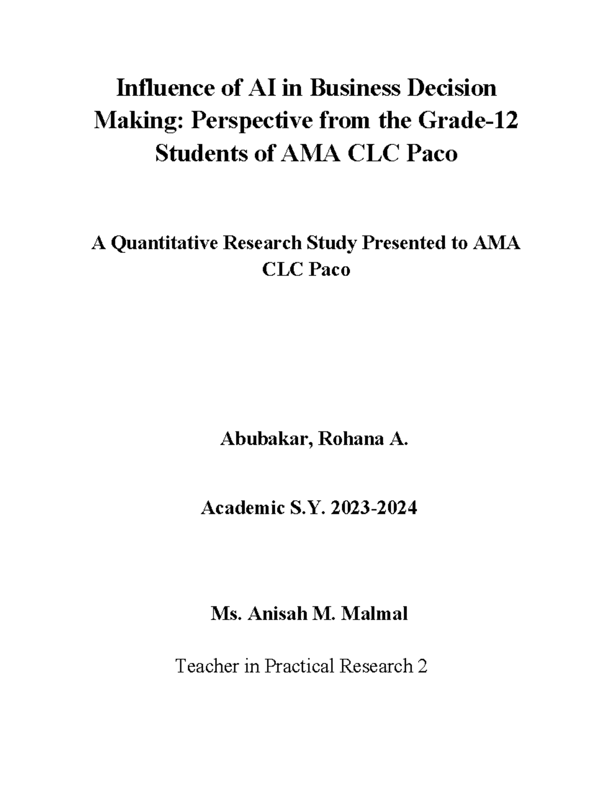 123456789 - asdasdsad - Influence of AI in Business Decision Making ...