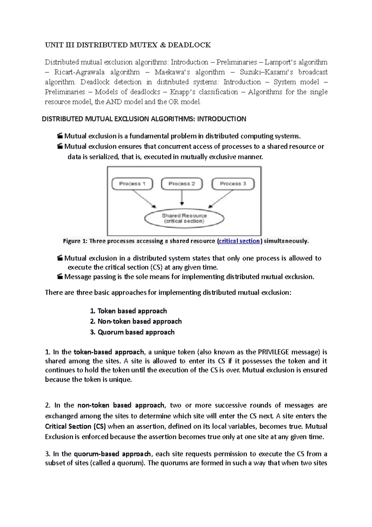DS UNIT3 Rejinpaul - notes - UNIT III DISTRIBUTED MUTEX & DEADLOCK ...