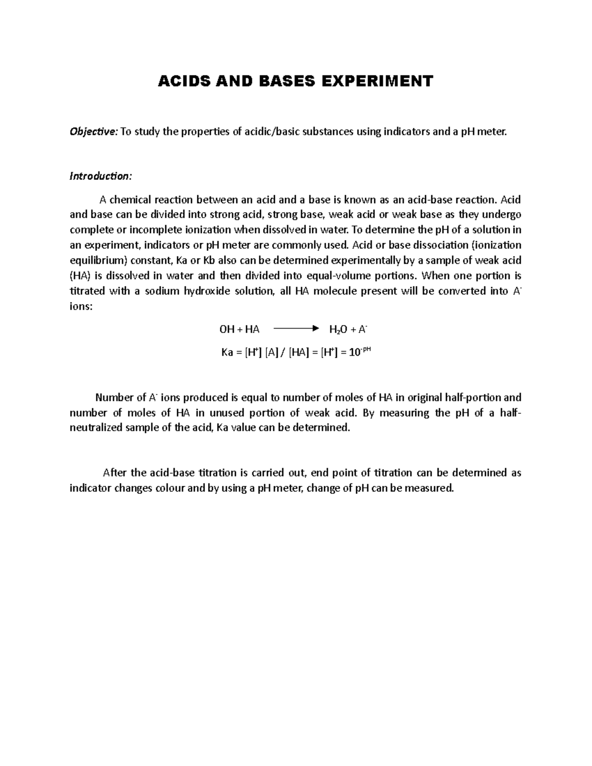 Chemistry LAB 2 (Acidic & Basic Compound) - ACIDS AND BASES EXPERIMENT ...