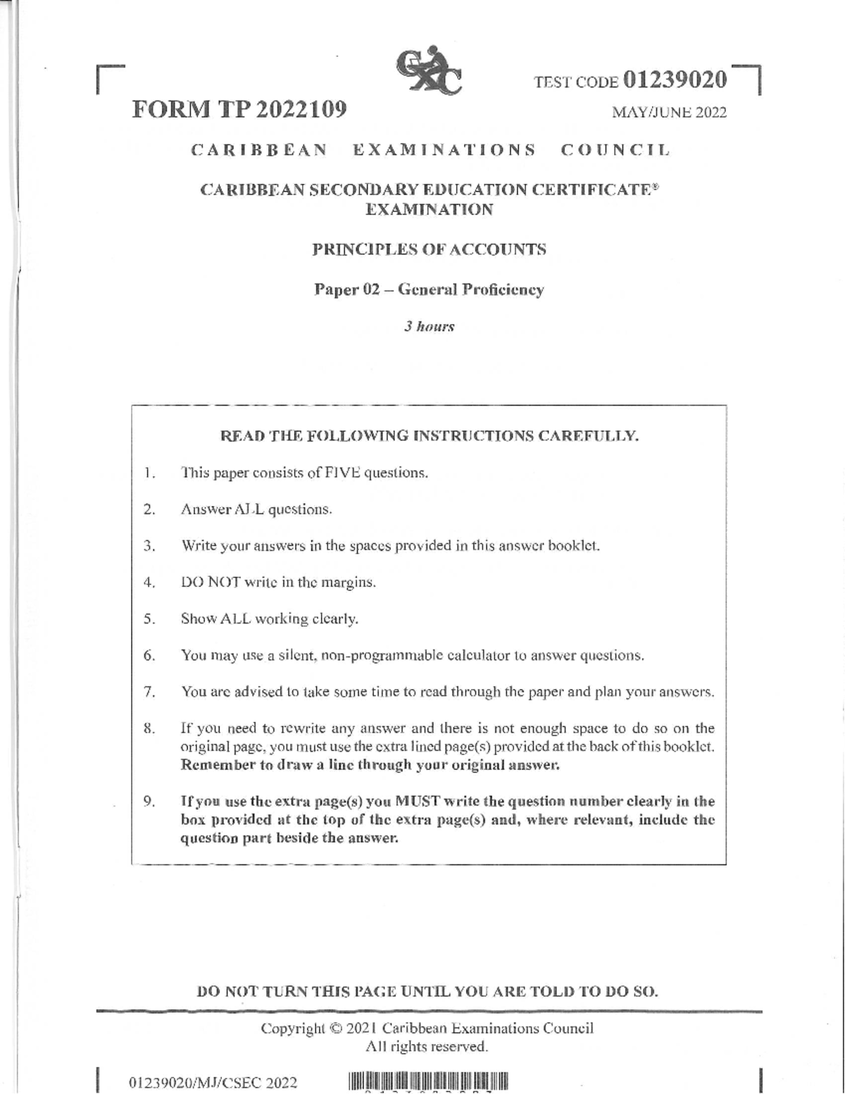 CSEC POA MAY P2 2022 - practice paper from future knowledge - Advance ...