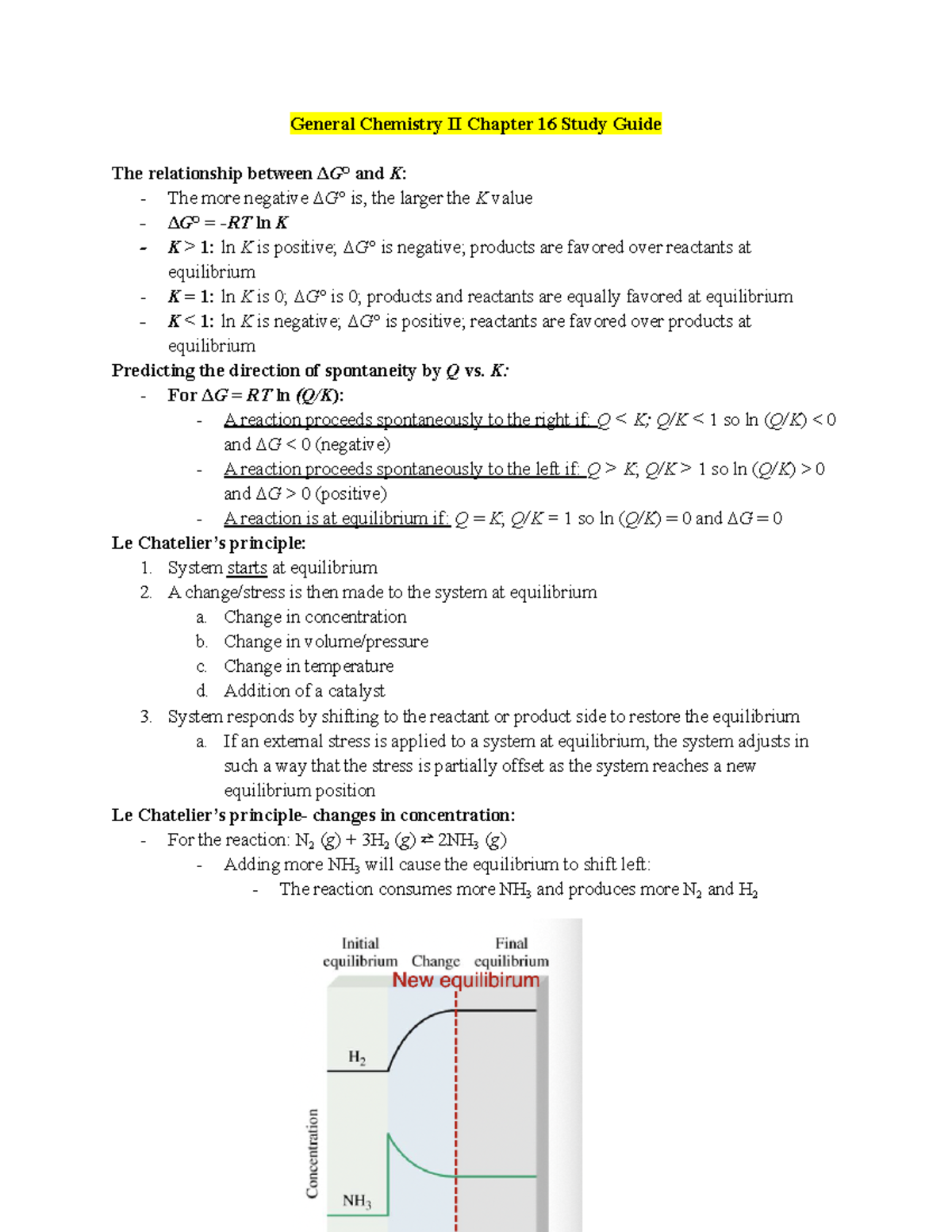 General Chemistry II Chapter 16 Study Guide Pt13 - K: - For ΔG = RT ln ...