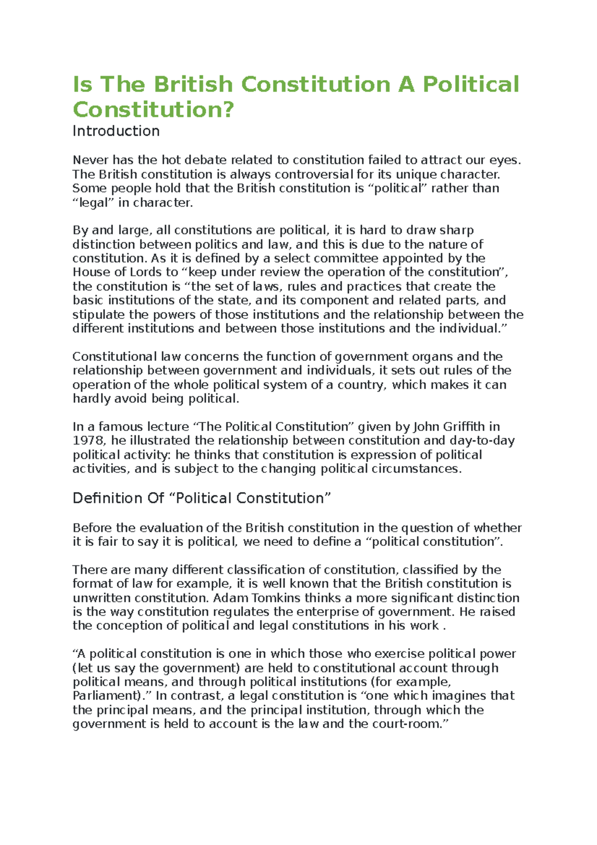 Is The British Constitution A Political Constitution - Is The British ...