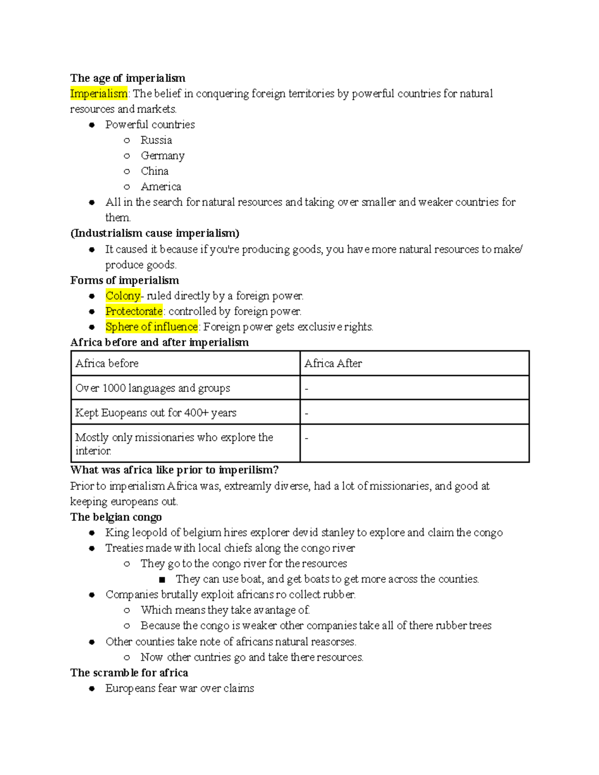 The age of imperialism (notes)-2 - The age of imperialism Imperialism ...