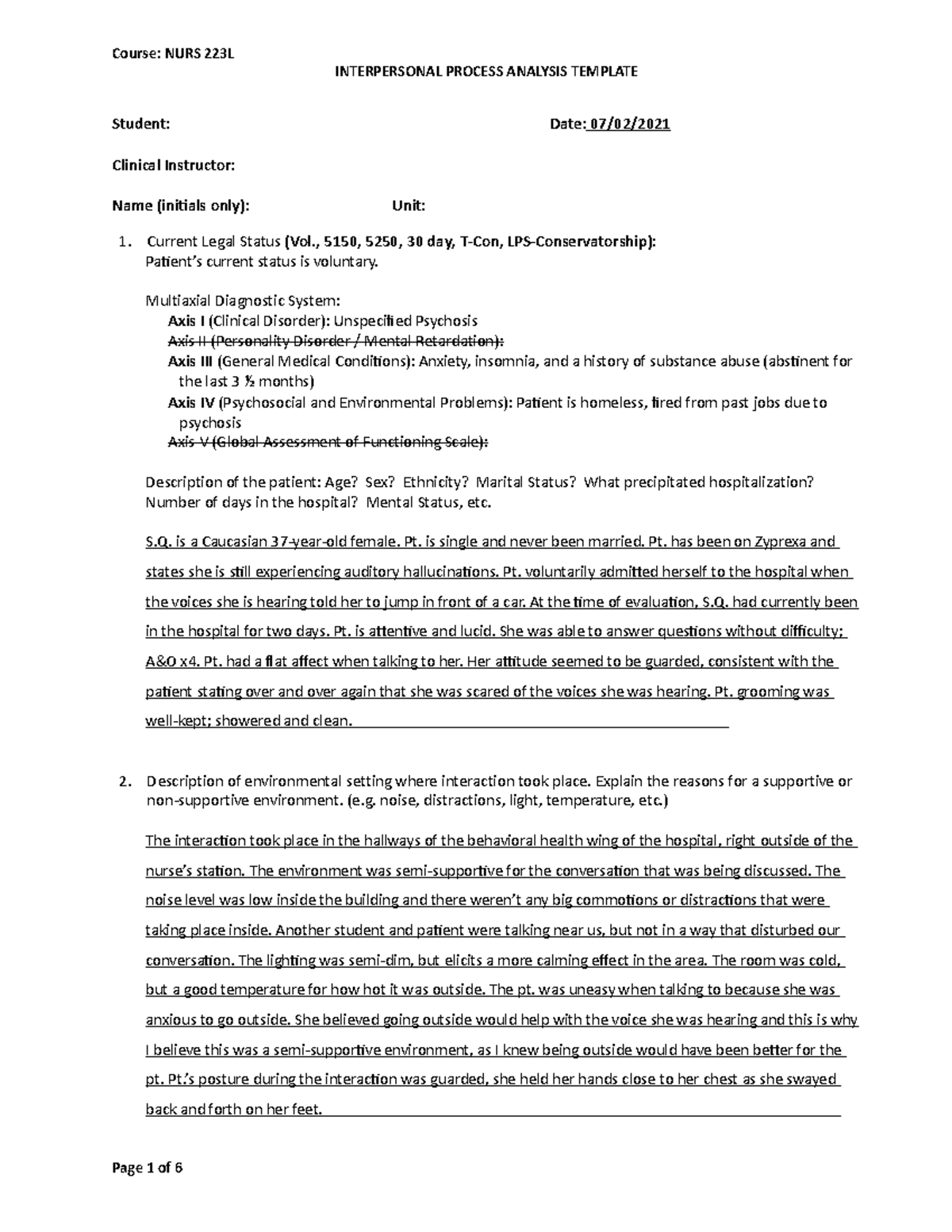 nursing process worksheet - INTERPERSONAL PROCESS ANALYSIS TEMPLATE ...