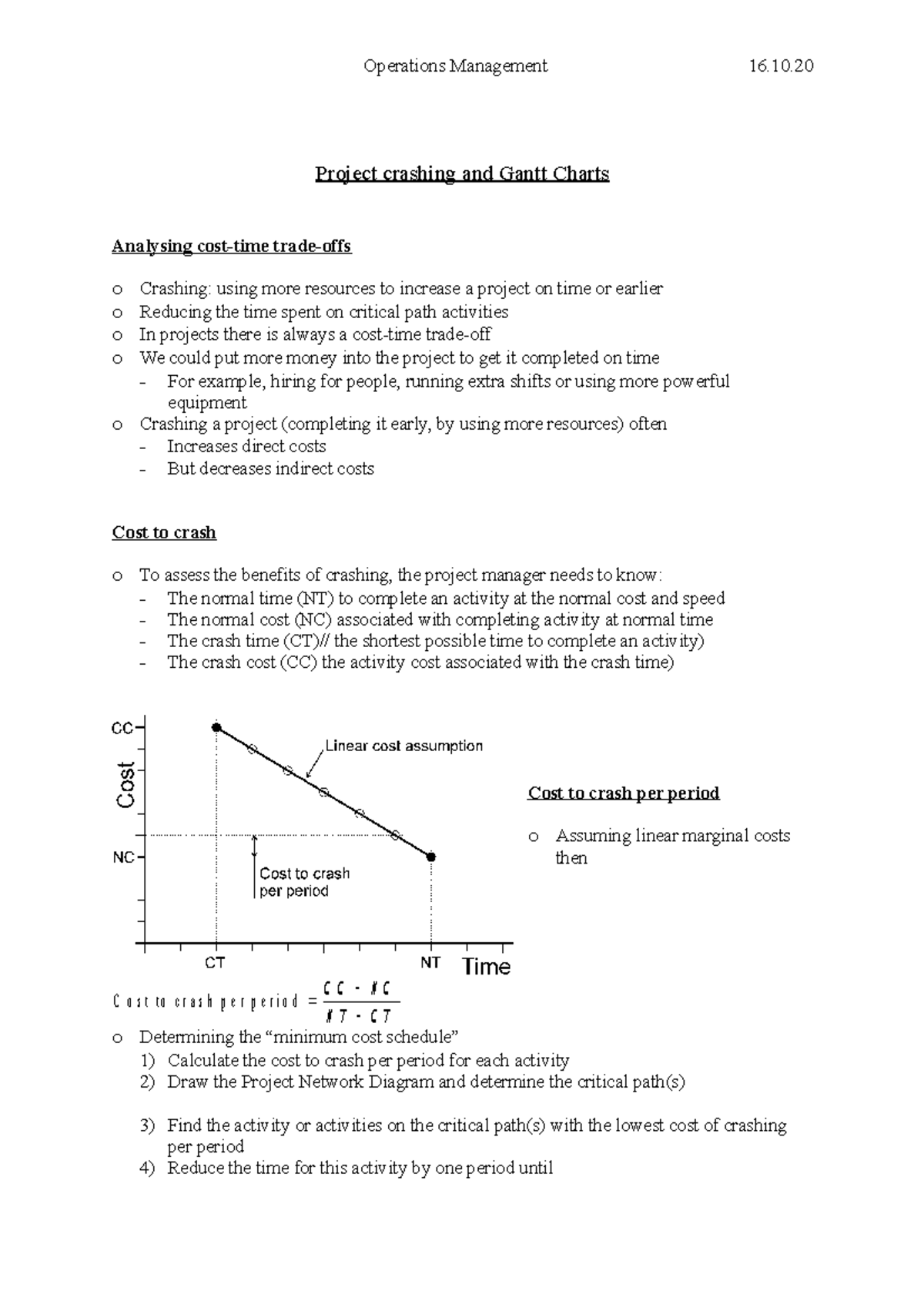 Project crashing and Gantt Charts - Project crashing and Gantt Charts ...