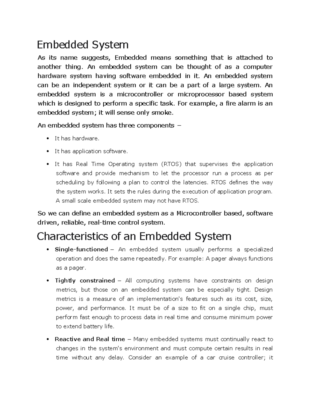 Embedded System - An embedded system can be thought of as a computer ...