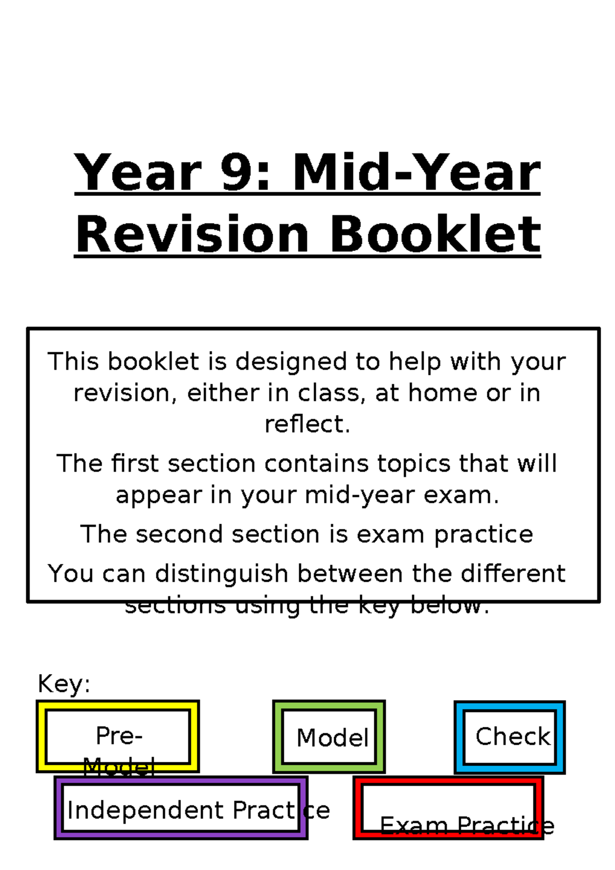 Year 9 - helpfull - Year 9: Mid-Year Revision Booklet This booklet is ...