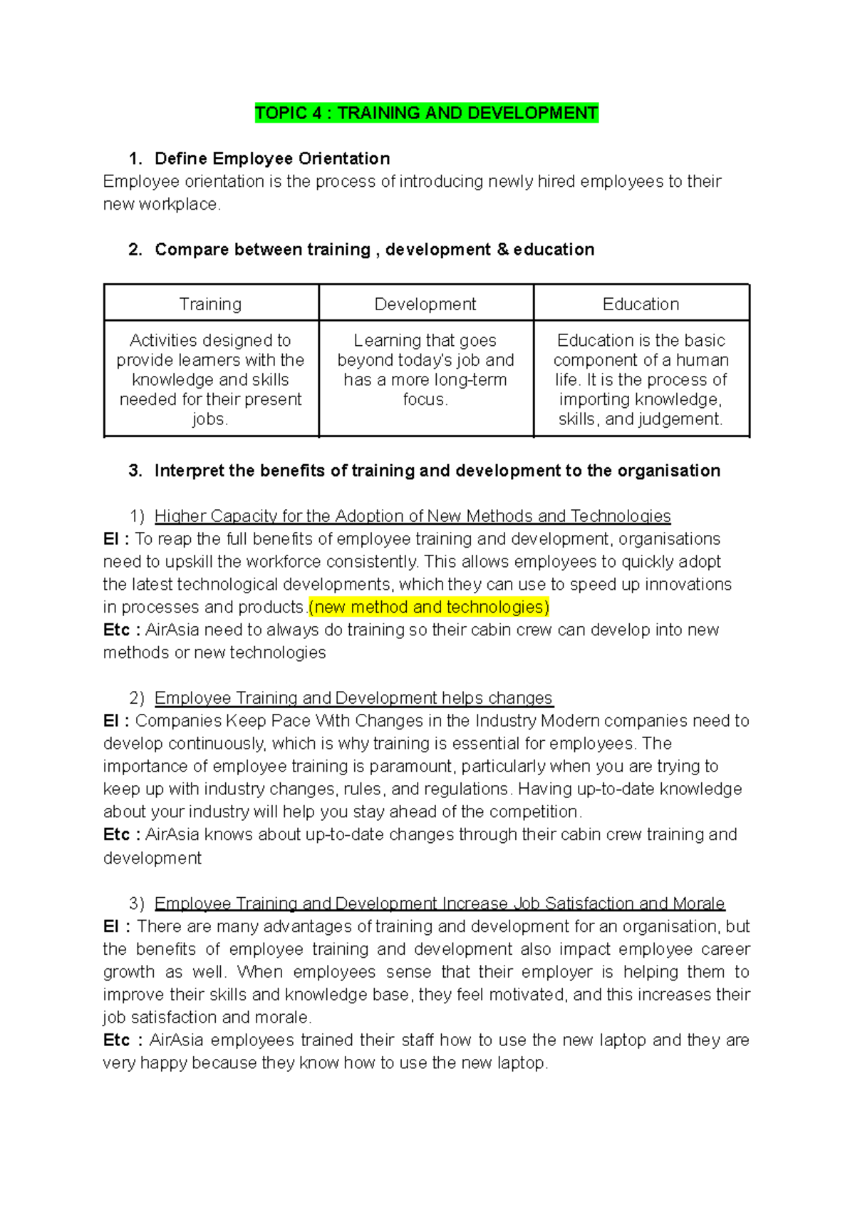 Topic 4 Training AND Development - TOPIC 4 : TRAINING AND DEVELOPMENT ...