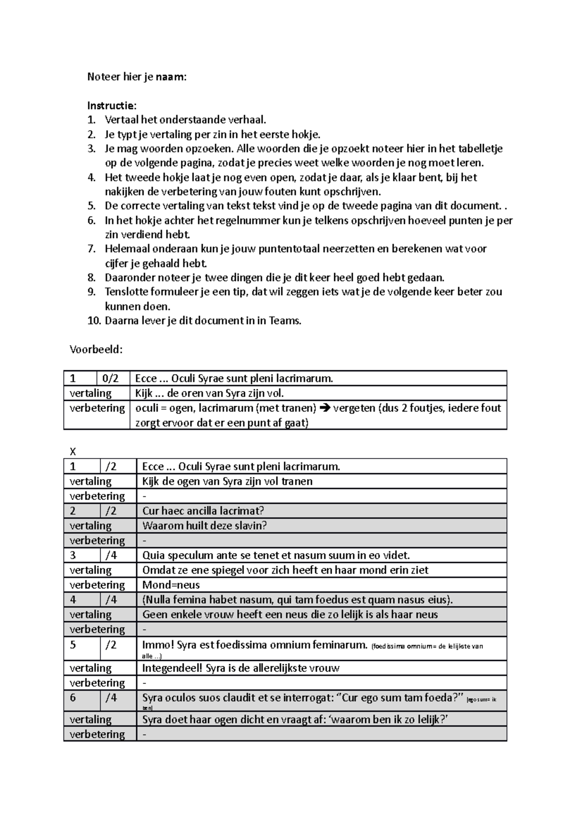 Oefentoets hoofdstuk 7 - Noteer hier je naam: Instructie: 1. Vertaal ...