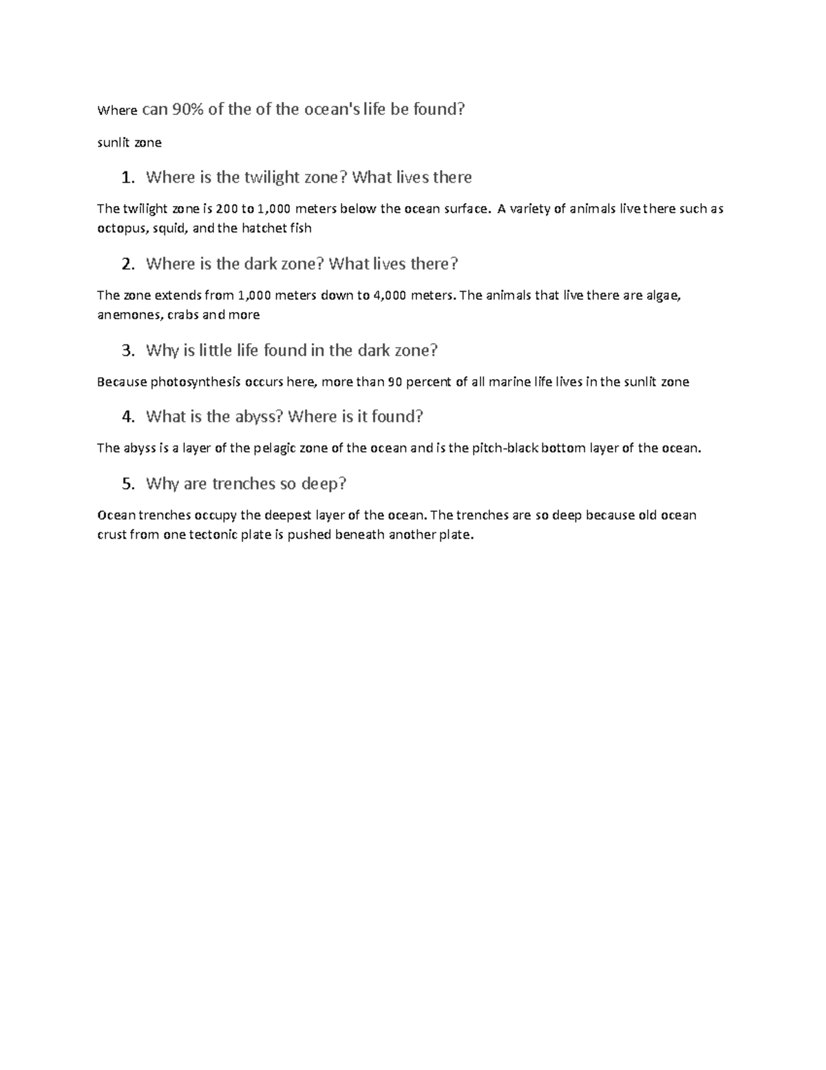 9.3 Ocean Zones - Where can 90% of the of the ocean's life be found ...