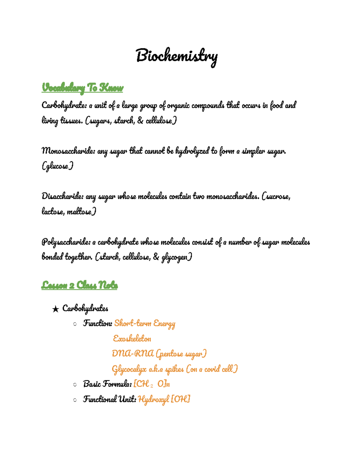 Biochemistry Unit Note - Studocu