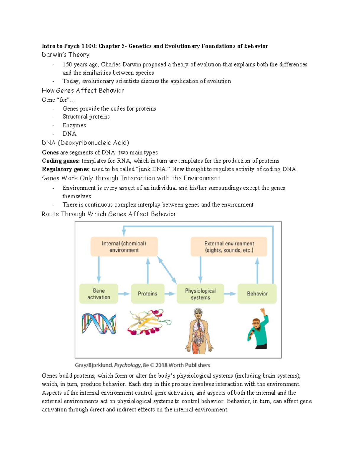 Intro to Psych 1100 Chapter 3- Genetics and Evolutionary Foundations of ...