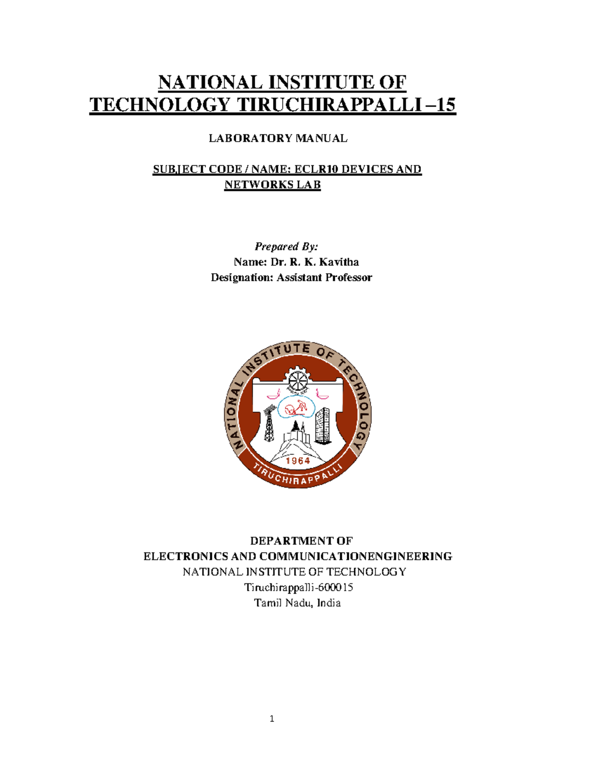 EDC lab manual - Nil - NATIONAL INSTITUTE OF TECHNOLOGY TIRUCHIRAPPALLI ...