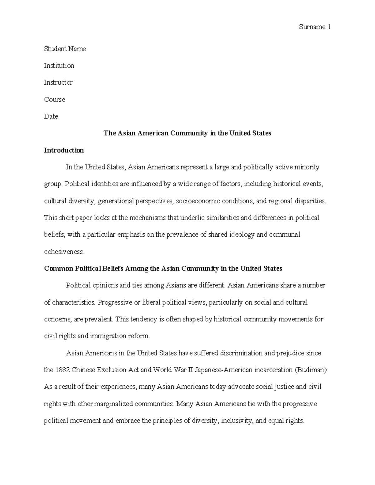 The Asian American Community in the United States - Student Name ...