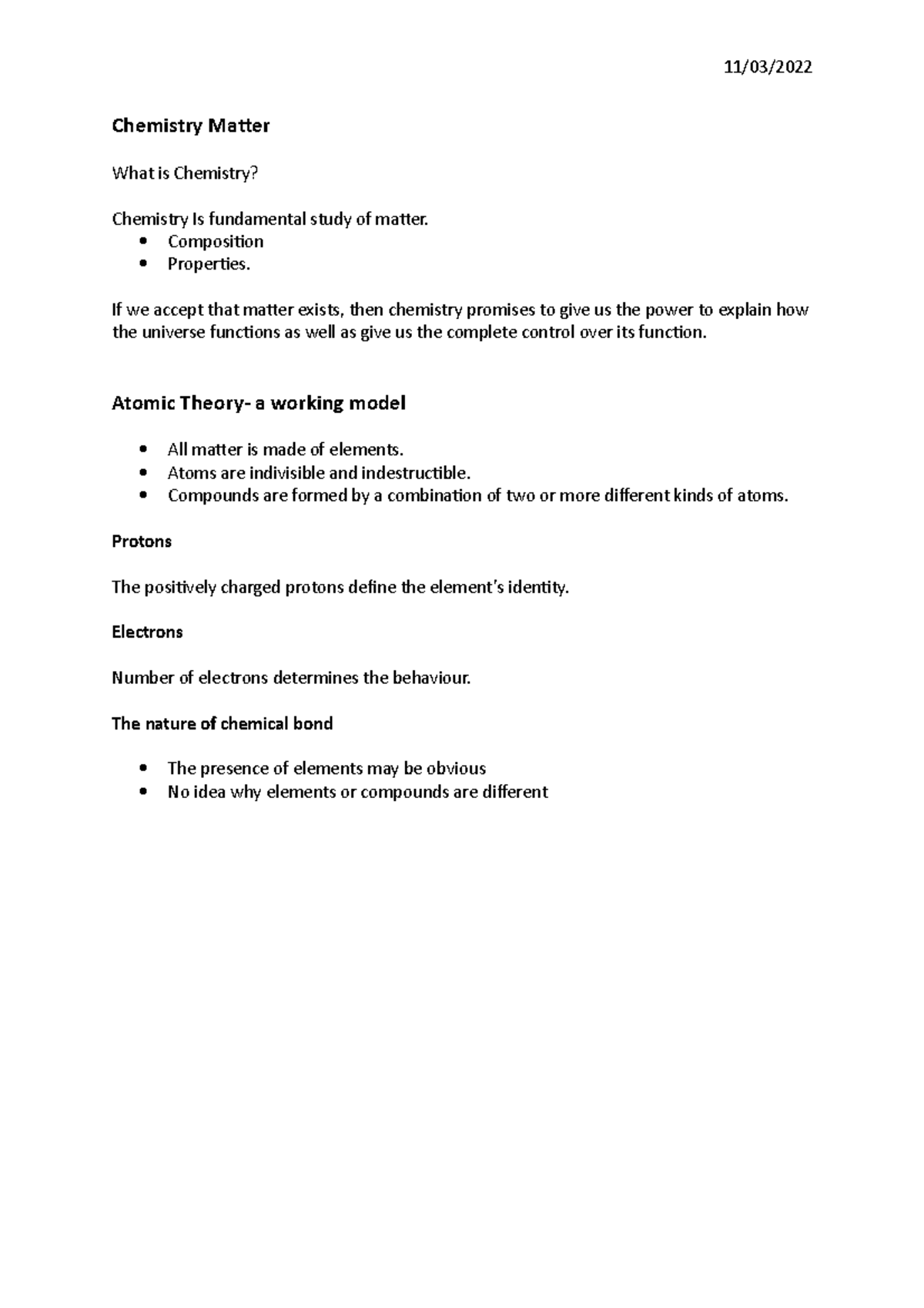 Introductory Chemistry Lecture 1 - 11/03/ Chemistry Matter What is ...