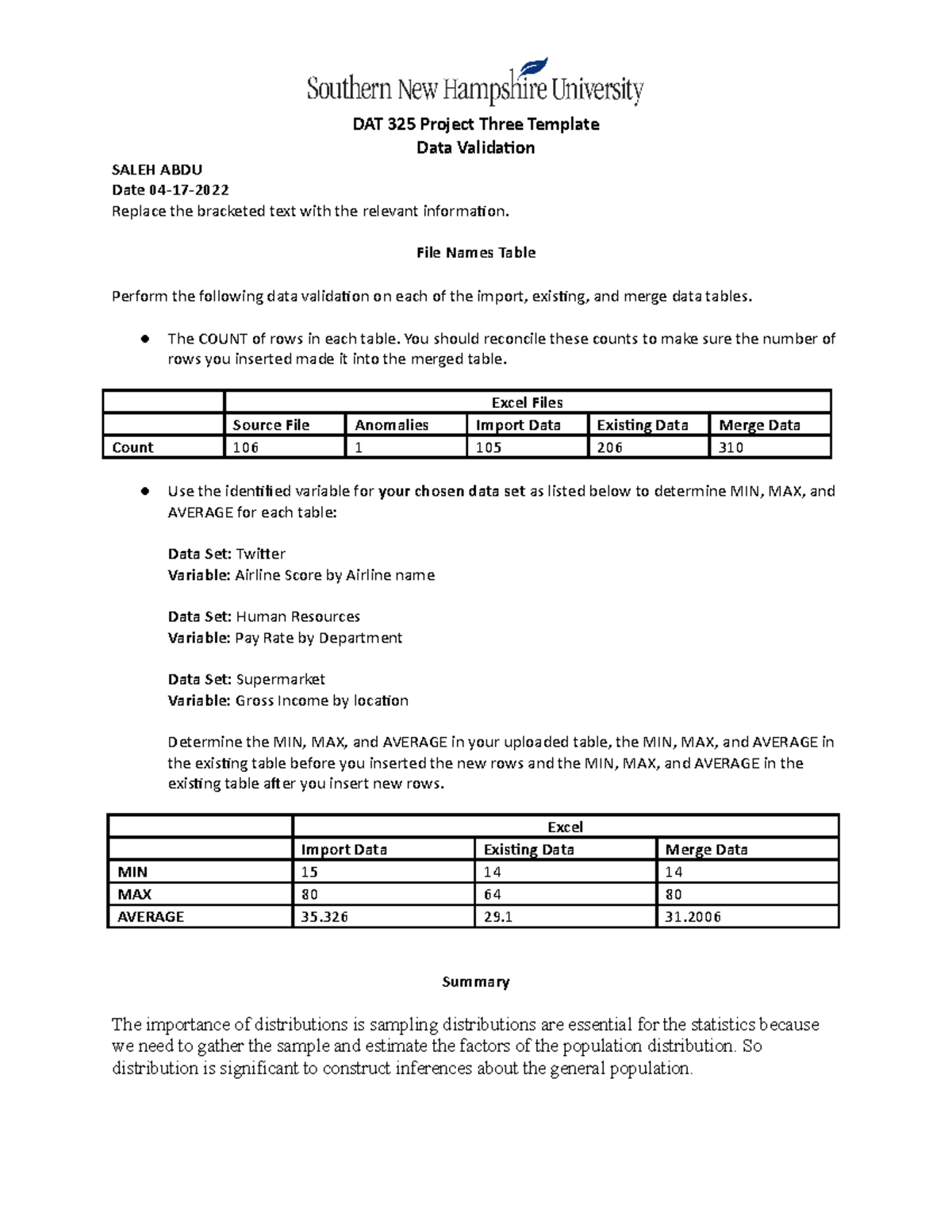 DAT-325 Project Three 04-17-2022 - DAT 325 Project Three Template Data ...