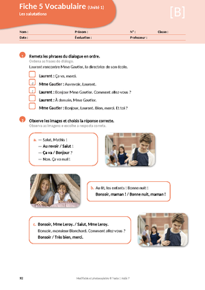 [3.1.2.1] Voila 7 CAP [Fiches de travail Vocabulaire] U1 2A - [A] Fiche ...