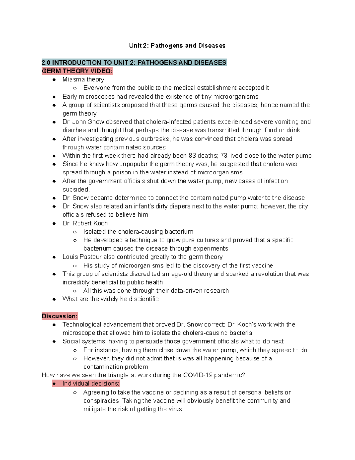 2.0-2.2 Pathogens And Diseases - Unit 2: Pathogens and Diseases 2 ...
