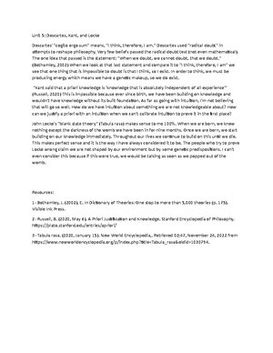 PHL101 Unit 1 - Reflection on Unit 1 reading materials. - What are the ...