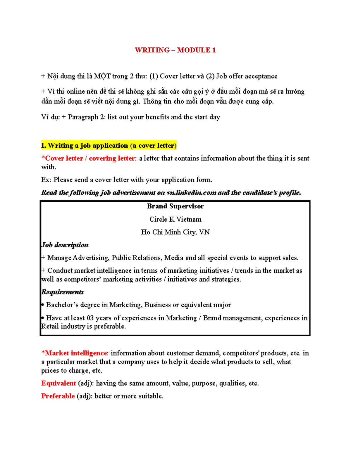 Writing. Final - Module 1 - Tamli - Studocu