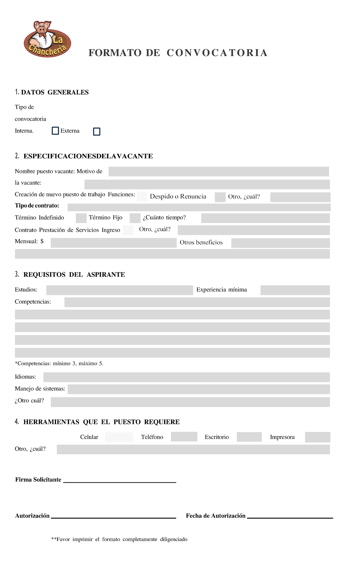 Formato Convocatoria - FORMATO DE C O N V O C A T O R I A 1. DATOS GENERALES Tipo de ...