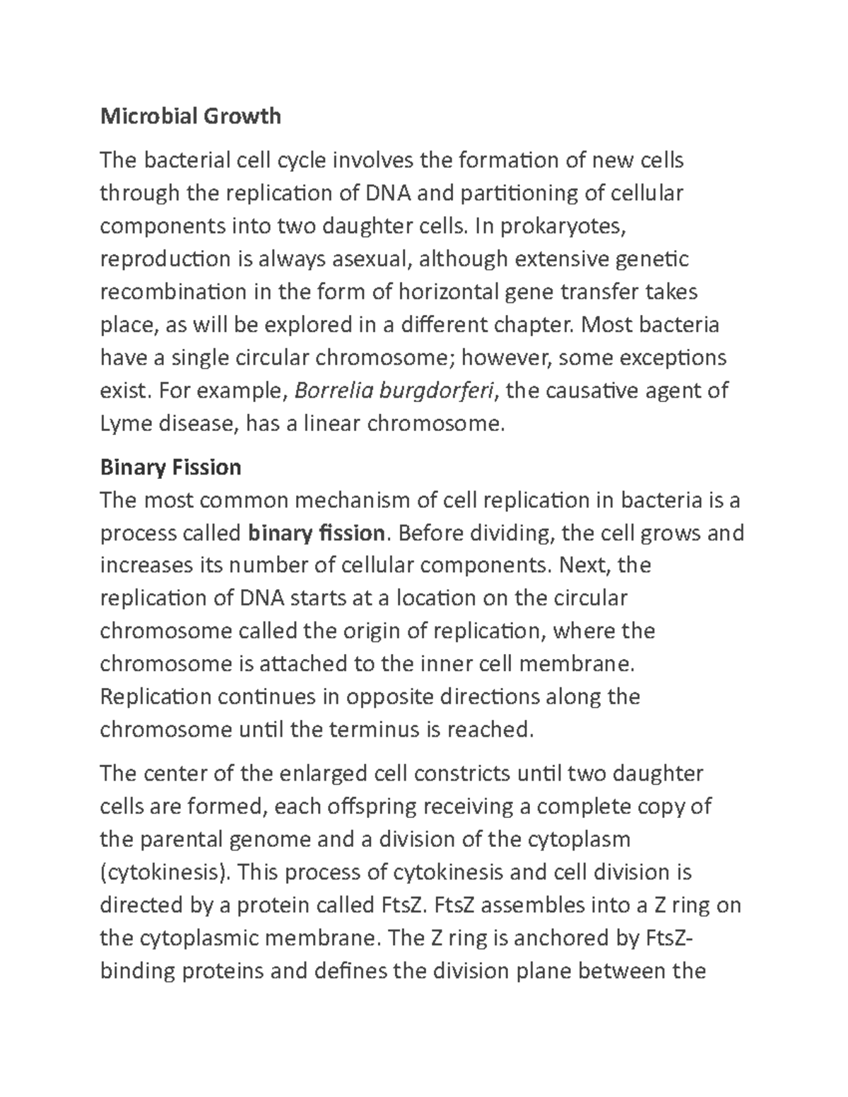 Microbial growth-Binary fission - 17976 - BCU - Studocu