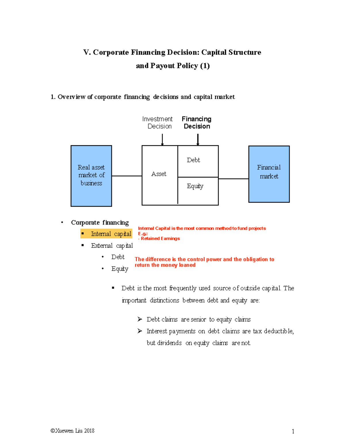 Corporate Finance Teaching Notes-5 - V. Corporate Financing Decision ...