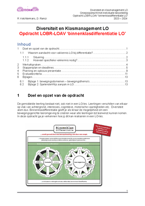 Diversiteit en klasmanagement doelstellingen - Leerstofoverzicht diversiteit en klasmanagement 1 ...