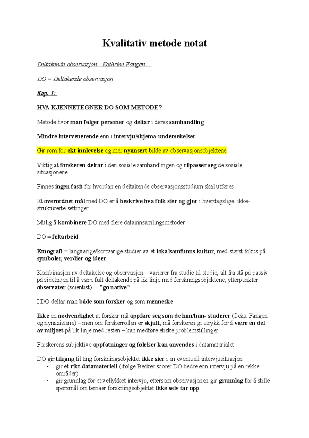 Kvalitativ metode notat - Fangen kopi - Kvalitativ metode notat ...