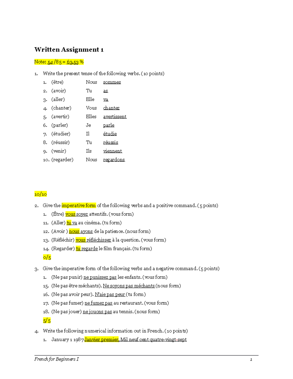 FRE1- asign 1 - Assign1 - Written Assignment 1 Note: 54 /85 = 63 % 1 ...