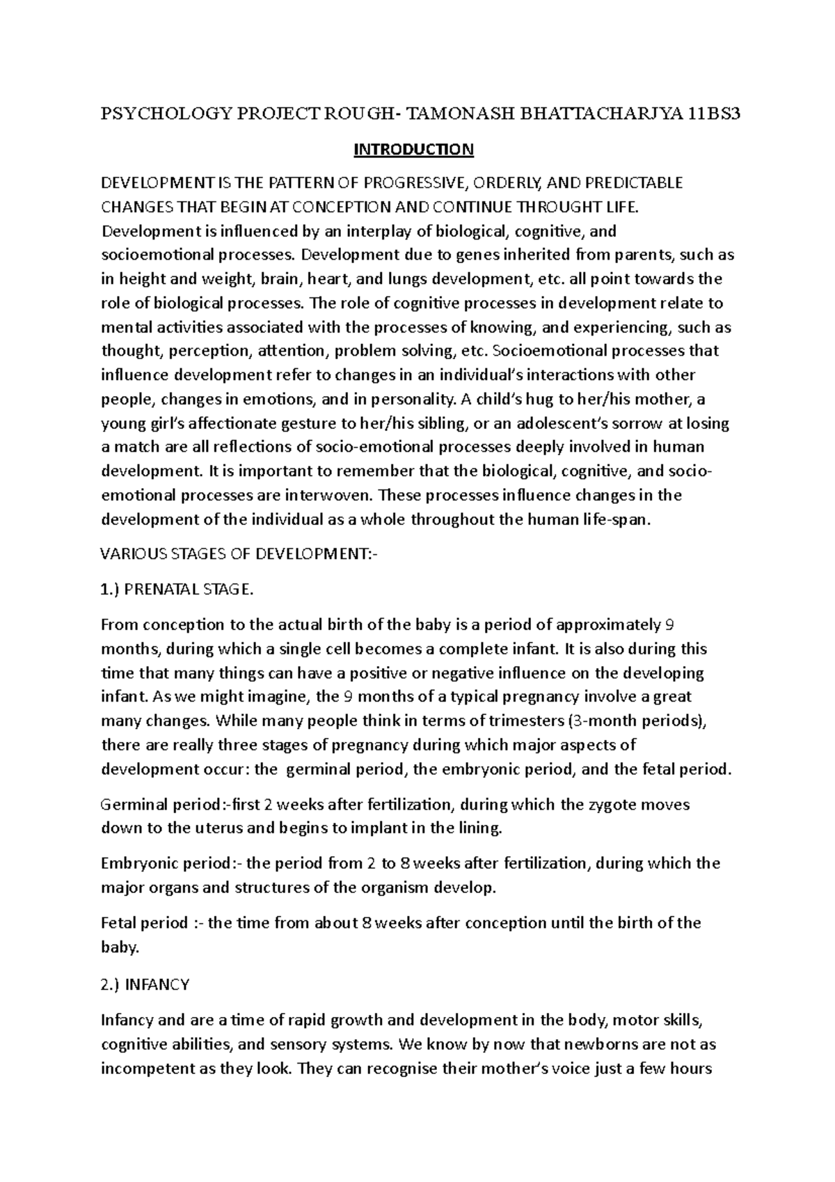 Psychology Project - PSYCHOLOGY PROJECT ROUGH- TAMONASH BHATTACHARJYA ...