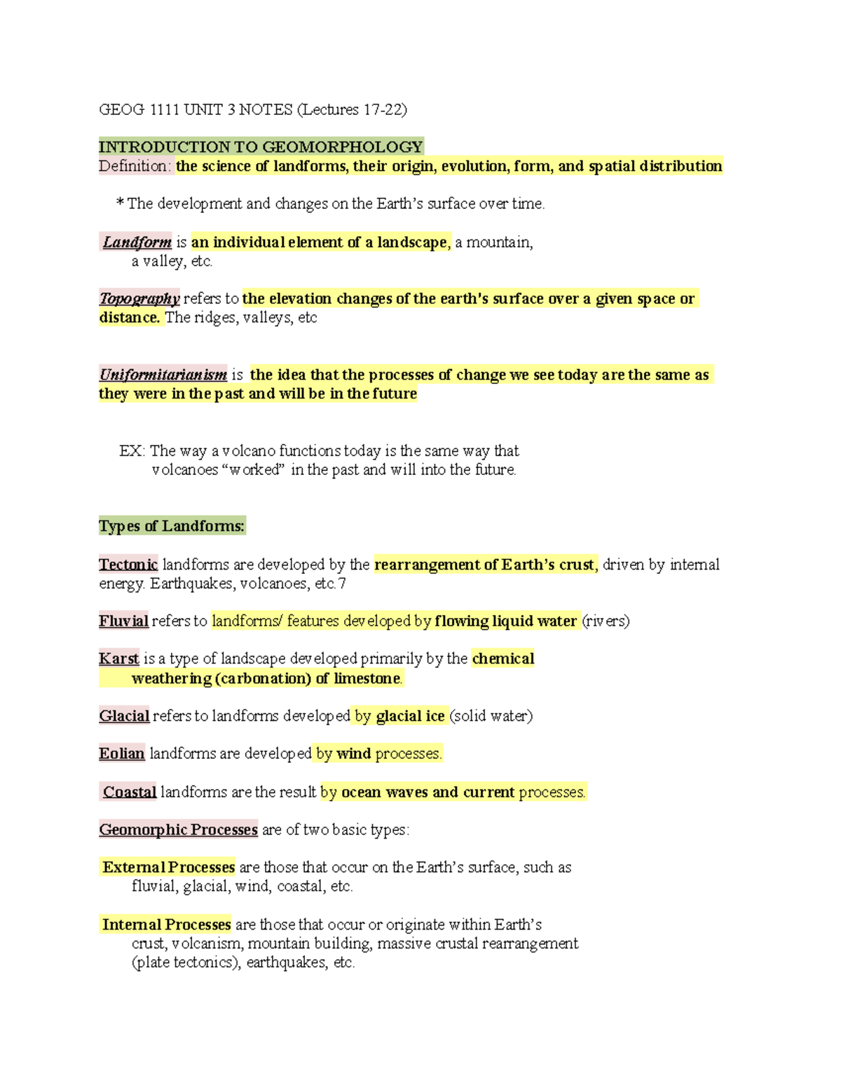 GEOG 1111 UNIT 3 Notes - GEOG 1111 UNIT 3 NOTES (Lectures 17-22 ...